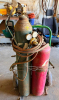 OXYGEN AND ACETYLENE TANK SET WITH REGULATORS, HOSES, AND CART