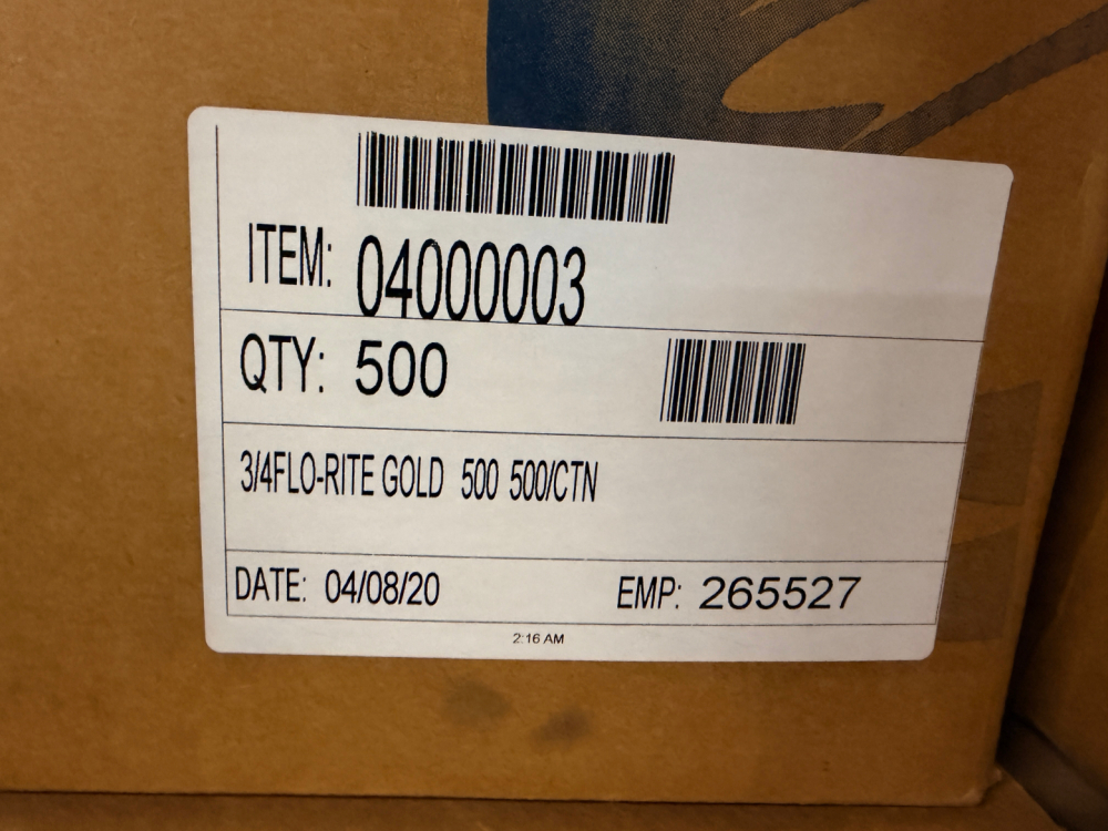 (11) CASES OF IEKE FLO-RITE GOLD 3/4 INCH DRUM VENT PLUGS